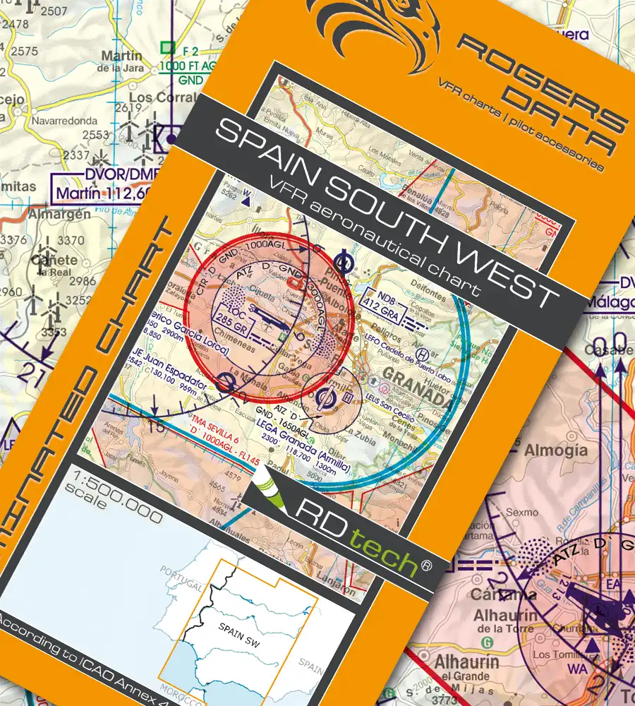 Spain South West VFR ICAO Chart Aeronautical spain-south-west-vfr-icao-chart-aeronautical